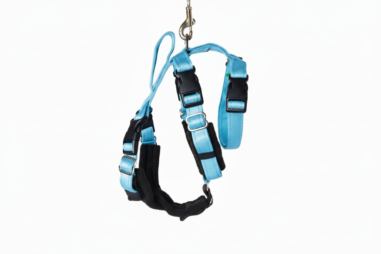 Sky Blue Escape Proof Adjustable Houdini Harness - Fleece Lined – Indi-Dog
